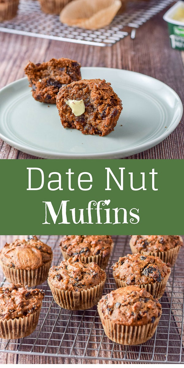 Date Nut Muffins - Moist and Hearty - Dishes Delish