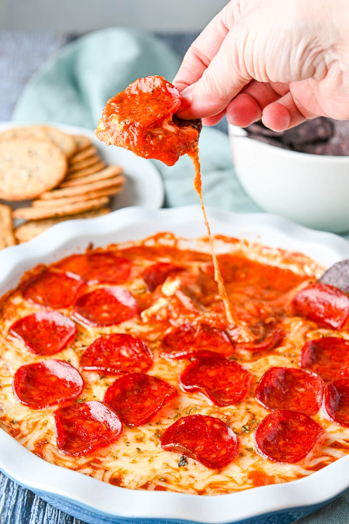 Pepperoni Pizza Dip - Dishes Delish