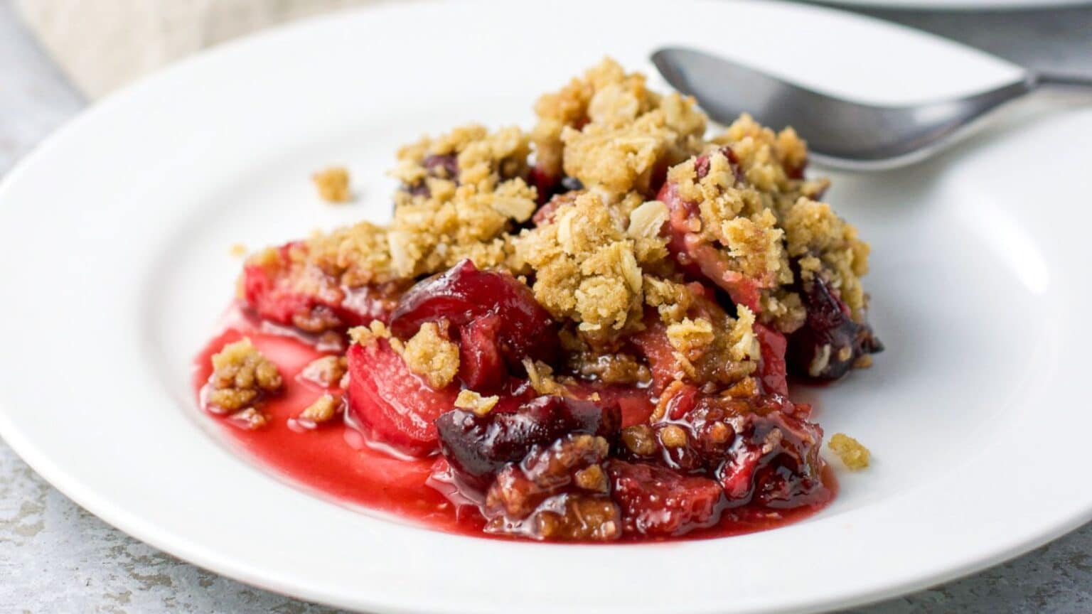 Cherry Rhubarb Crisp | Sweet & Sour Perfection | Dishes Delish